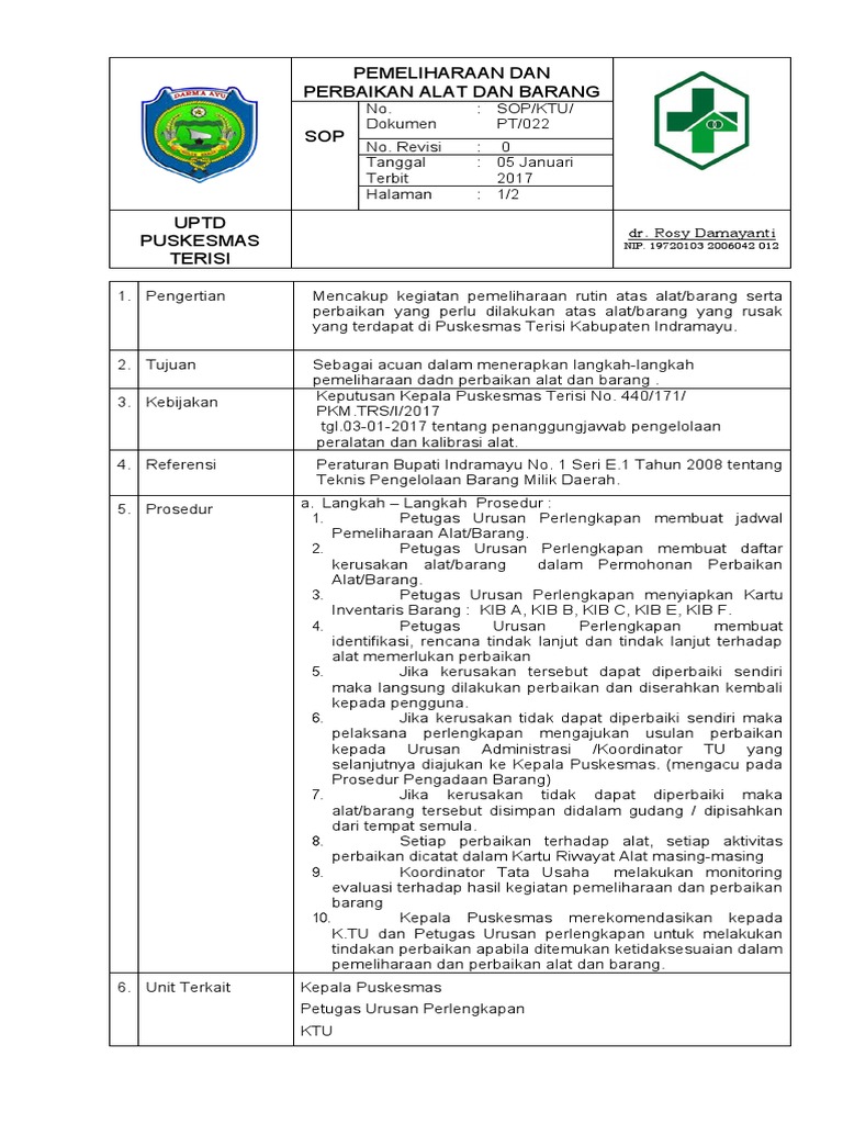 22 Spo Pemeliharaan Dan Perbaikan Barang | PDF