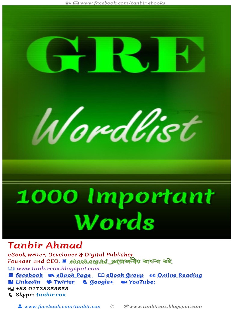 GRE Word List - 1000 important words | PDF