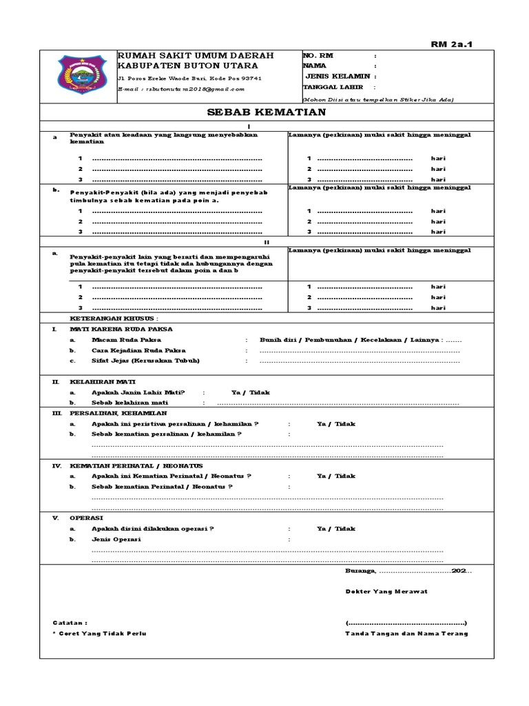 Form RM 2a.1.sebab Kematian | PDF