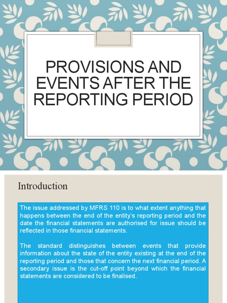 Provisions and Events After The Reporting Period | PDF