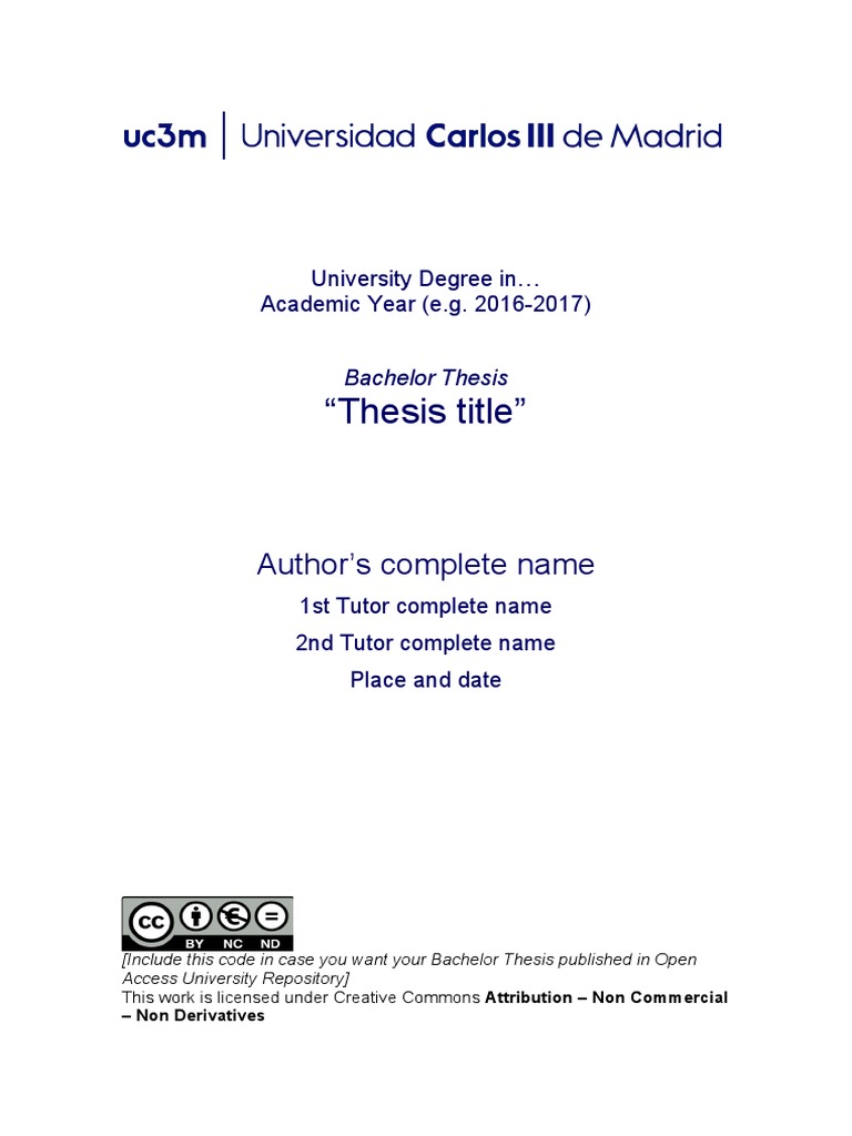 Bachelor Thesis Formatting Guide | PDF