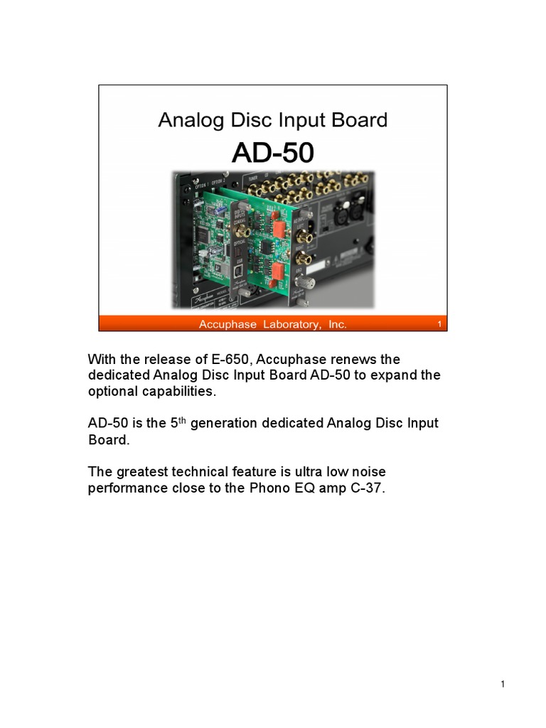 Accuphase AD-50 Analog Disc Input Board | PDF