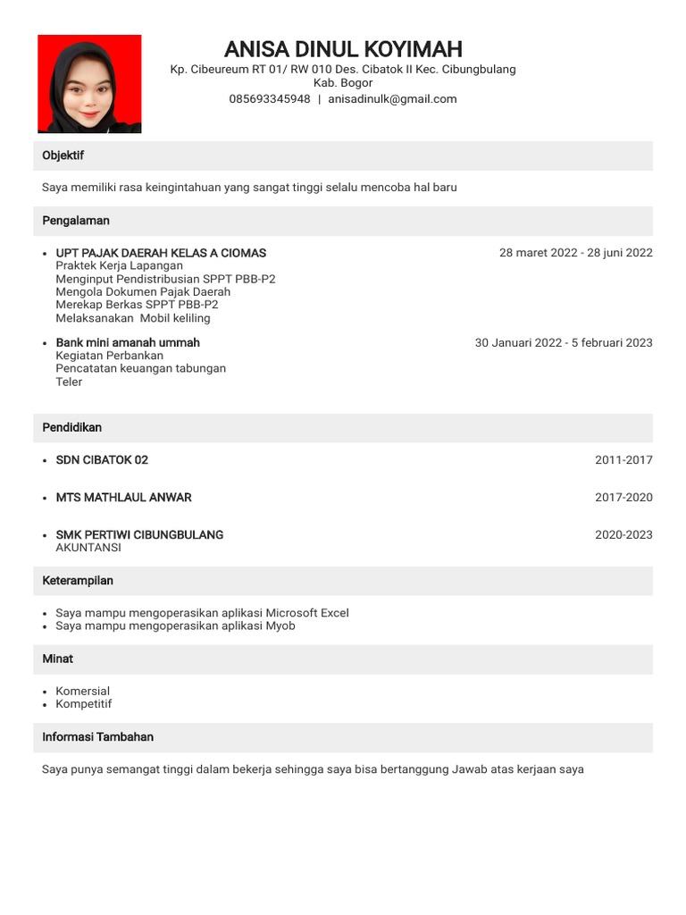 Resume Anisa Dinul Koyimah 2022 | PDF