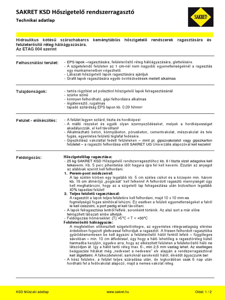 Muszaki Adatlap KSD PDF | PDF