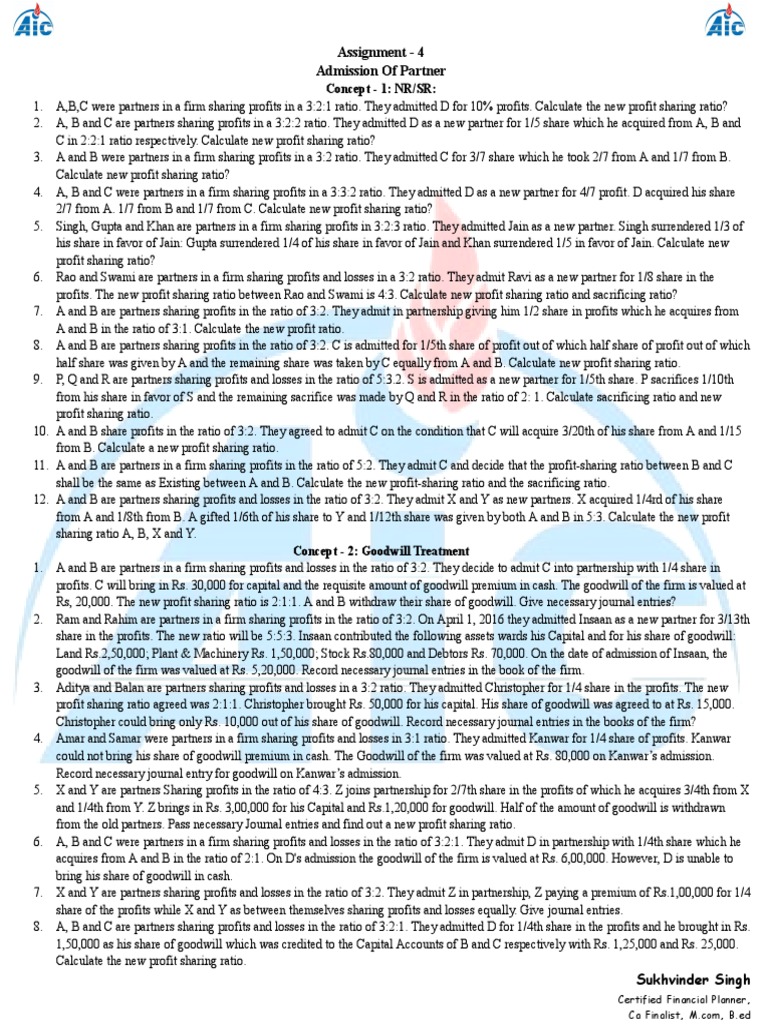 Admission of Partner PDF | PDF | Balance Sheet | Goodwill (Accounting)