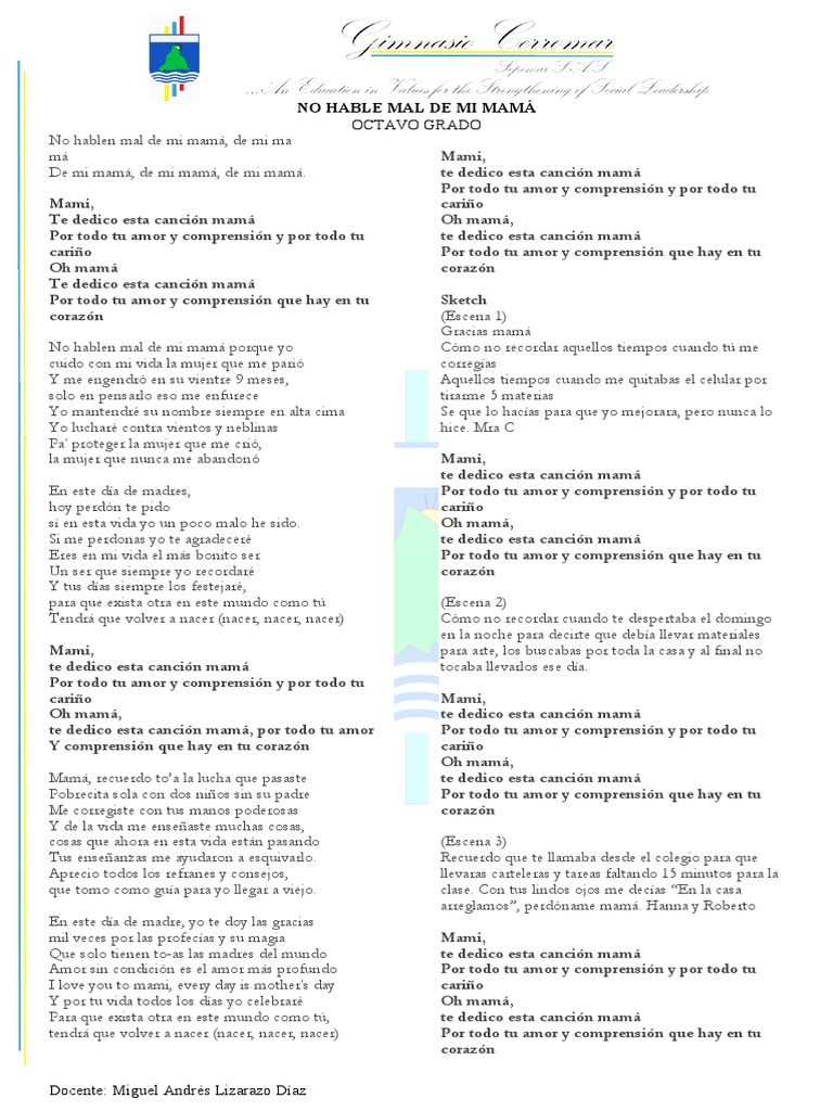 No Hable Mal De Mi Mamá Pdf Pdf Amor
