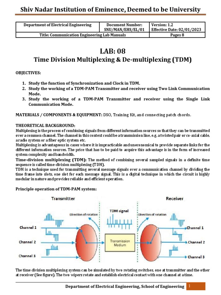 EXP 8 - Time Division Multiplexing & De-Multiplexing (TDM) PDF | PDF