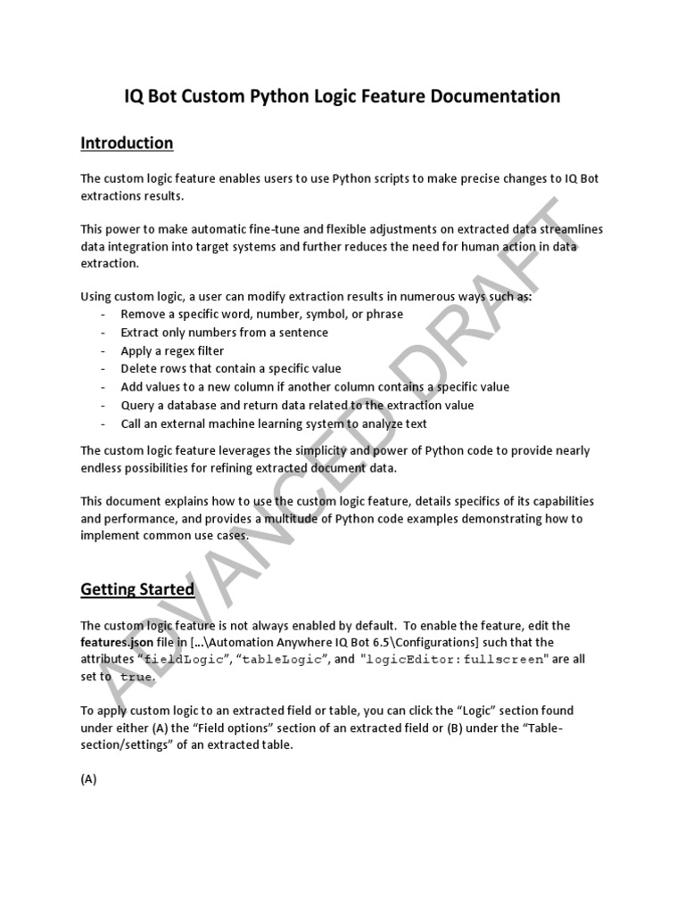 IQ Bot Custom Logic Documentation - Advanced Draft | PDF | String (Computer Science) | Regular ...