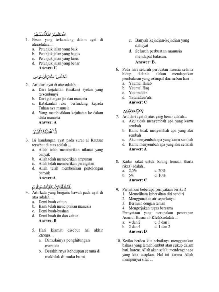 Soal US Kelas 6 | PDF