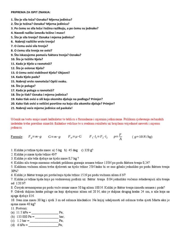 Priprema Za 3. Kontrolni Rad Grupa C | PDF