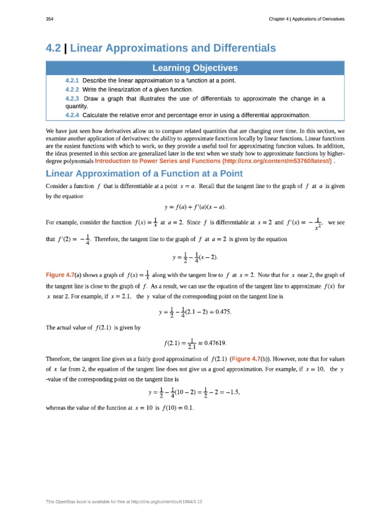 Linear Approximations and Differentials PDF | PDF