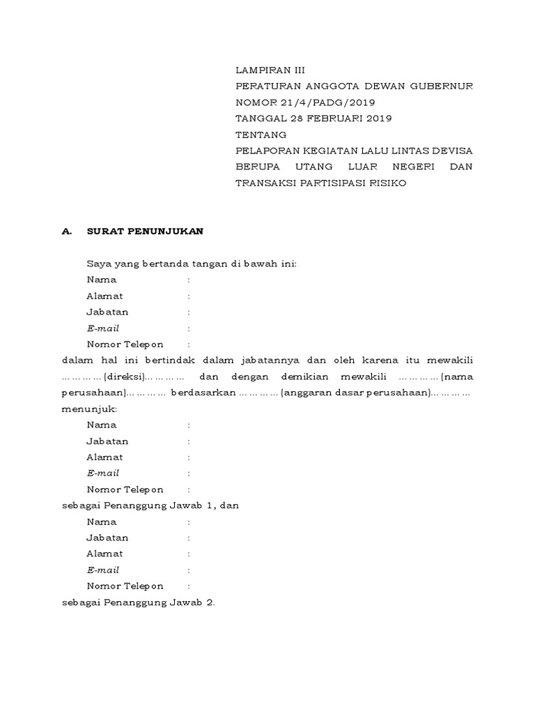 Lampiran III PADG - Surat Penunjukkan Dan Surat Kuasa PDF | PDF