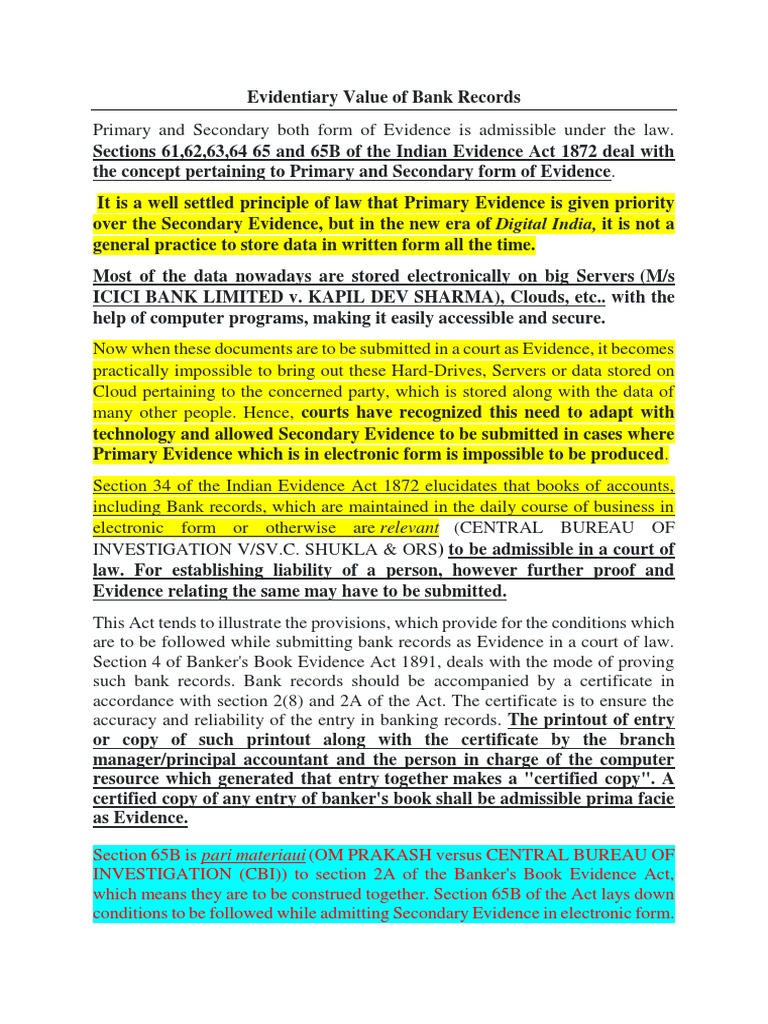 Evidentiary Value of Bank Records PDF | PDF | Admissible Evidence | Banks