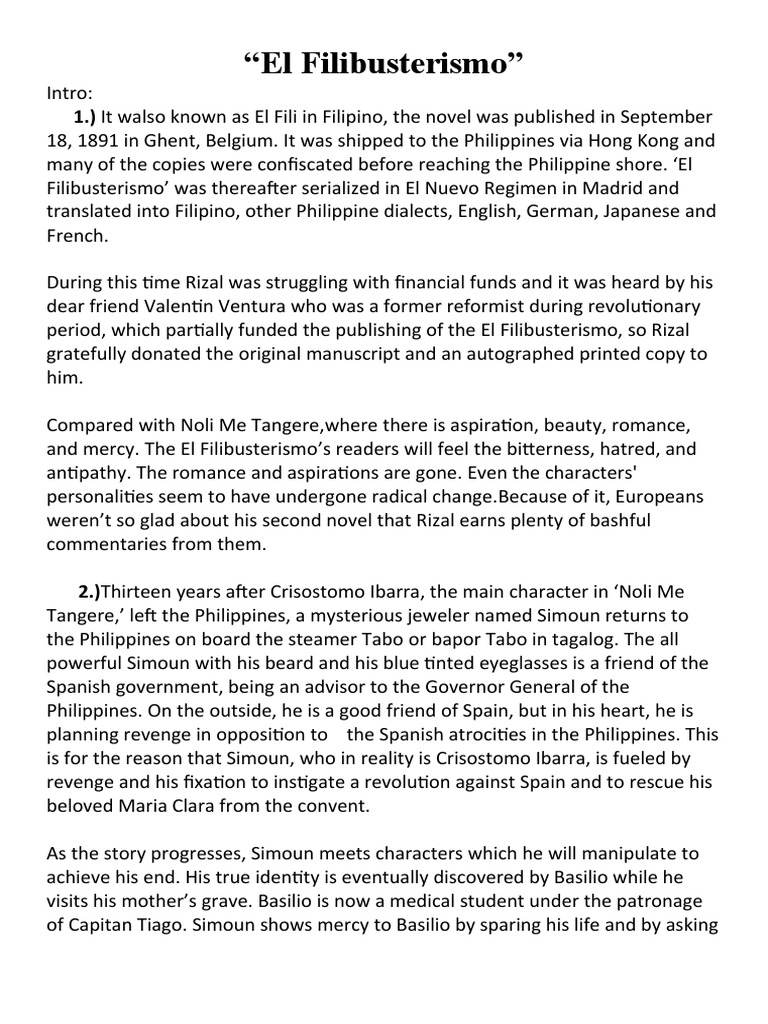 El Filibusterismo (SCRIPT) | PDF