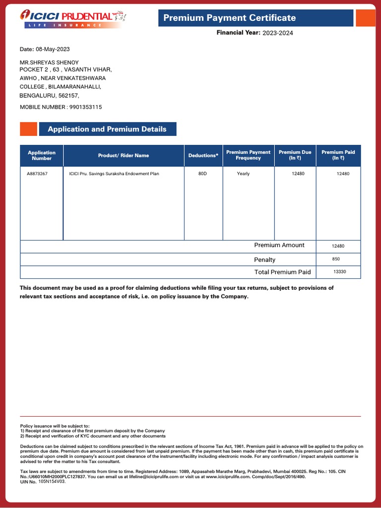 Certificate PDF | PDF | Insurance | Receipt