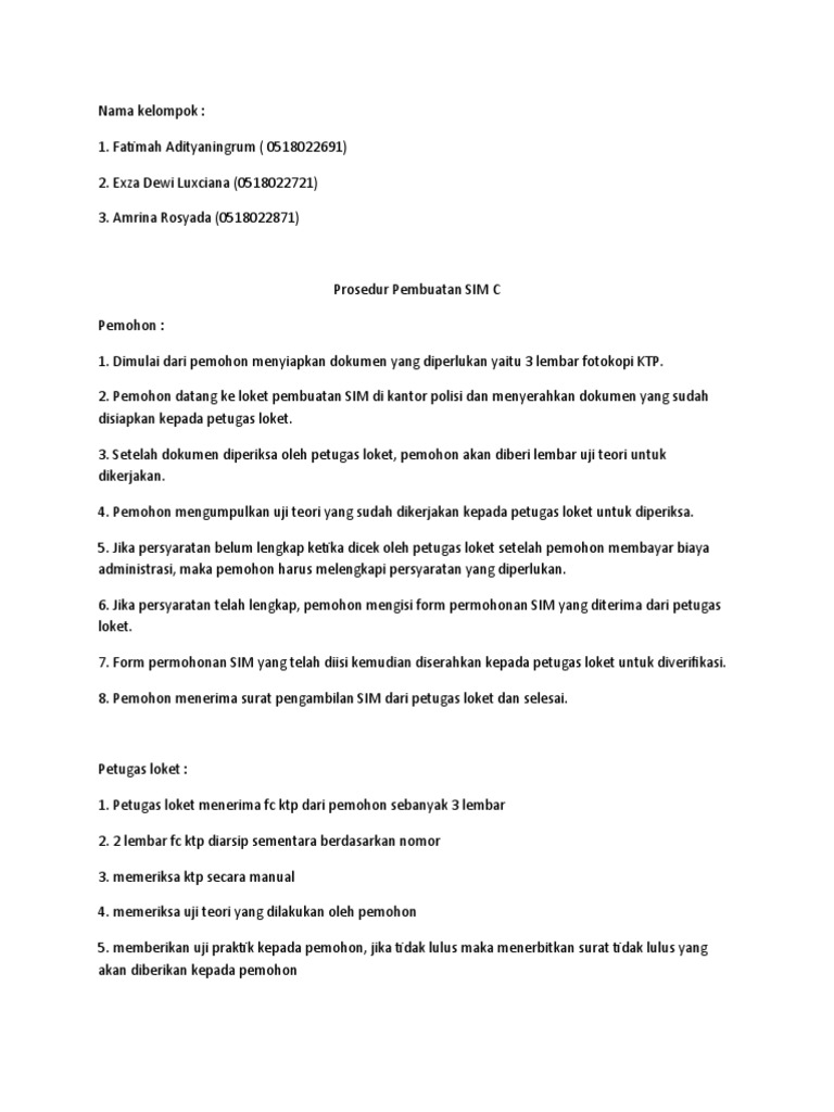 Prosedur Pembuatan Sim C | PDF