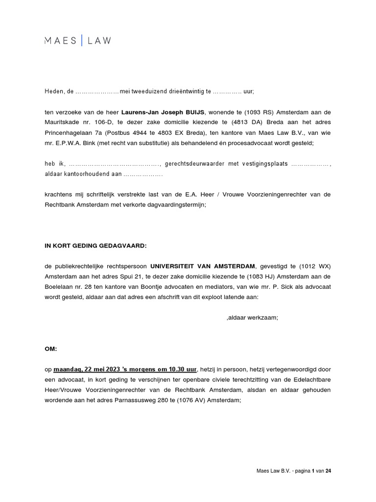 20230508 Kortgedingdagvaarding | PDF