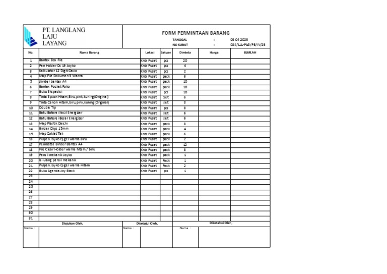 Form Permintaan ATK Kantor 2023 | PDF