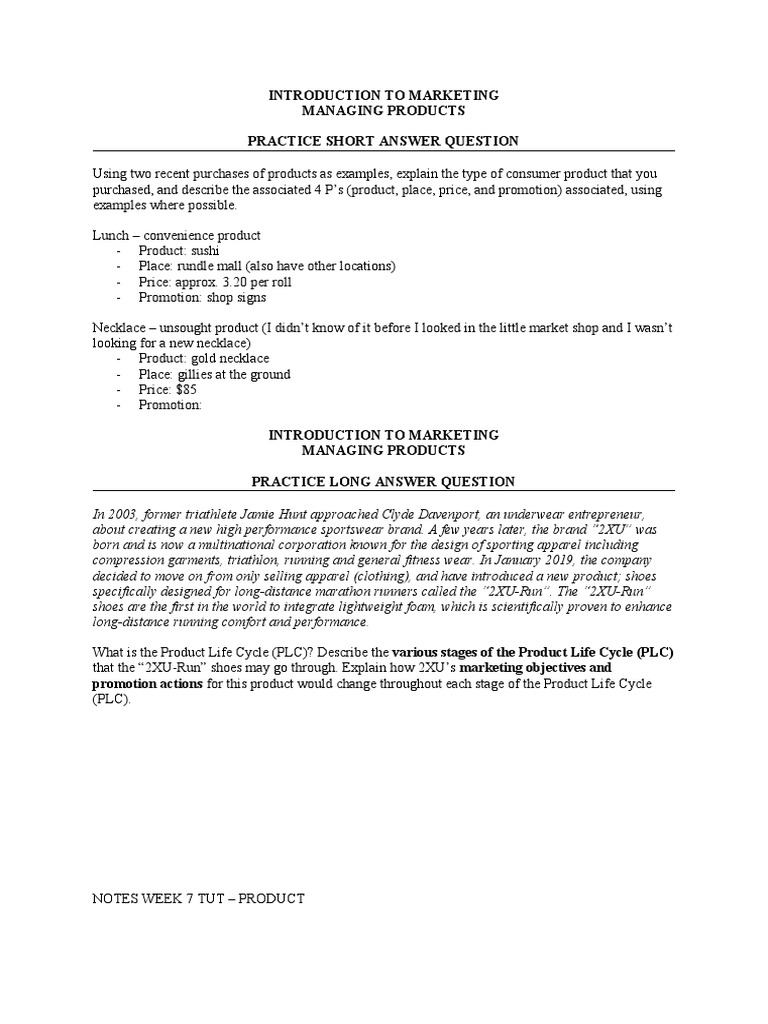 Marketing Week 6 Questions | Download Free PDF | Brand