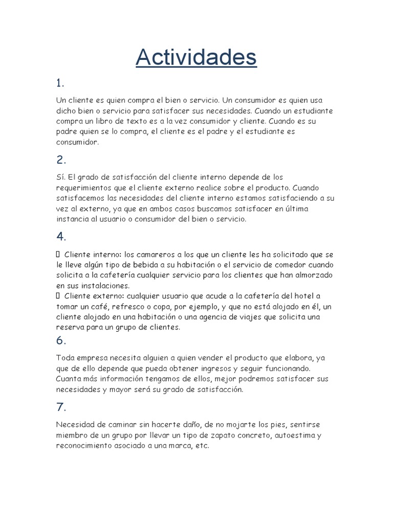 Resumen y Act Tema 7 - Atención Al Cliente | PDF