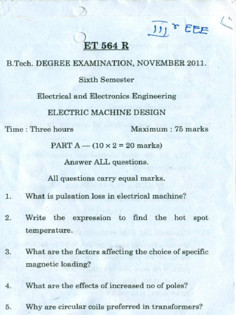 2 Electrical Machine Design-Nov 2011 | PDF