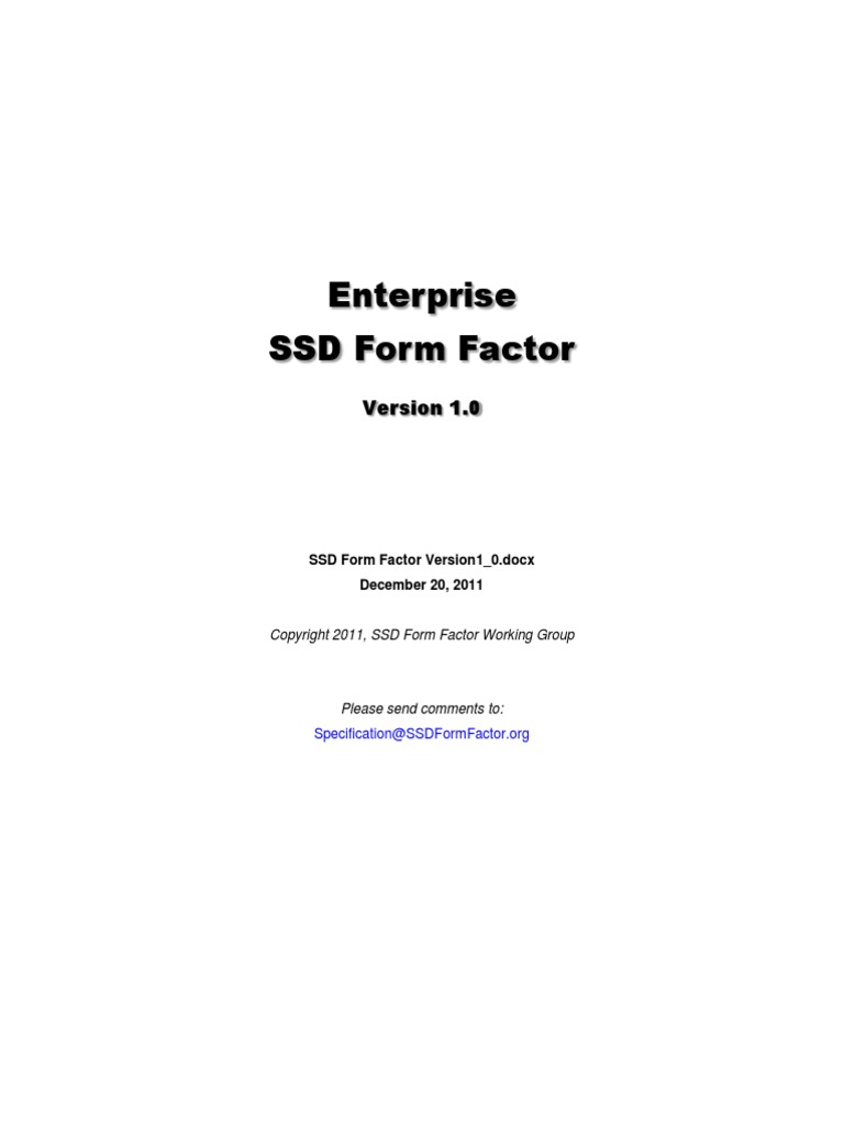 SSD Form Factor Version1 00 PDF | PDF