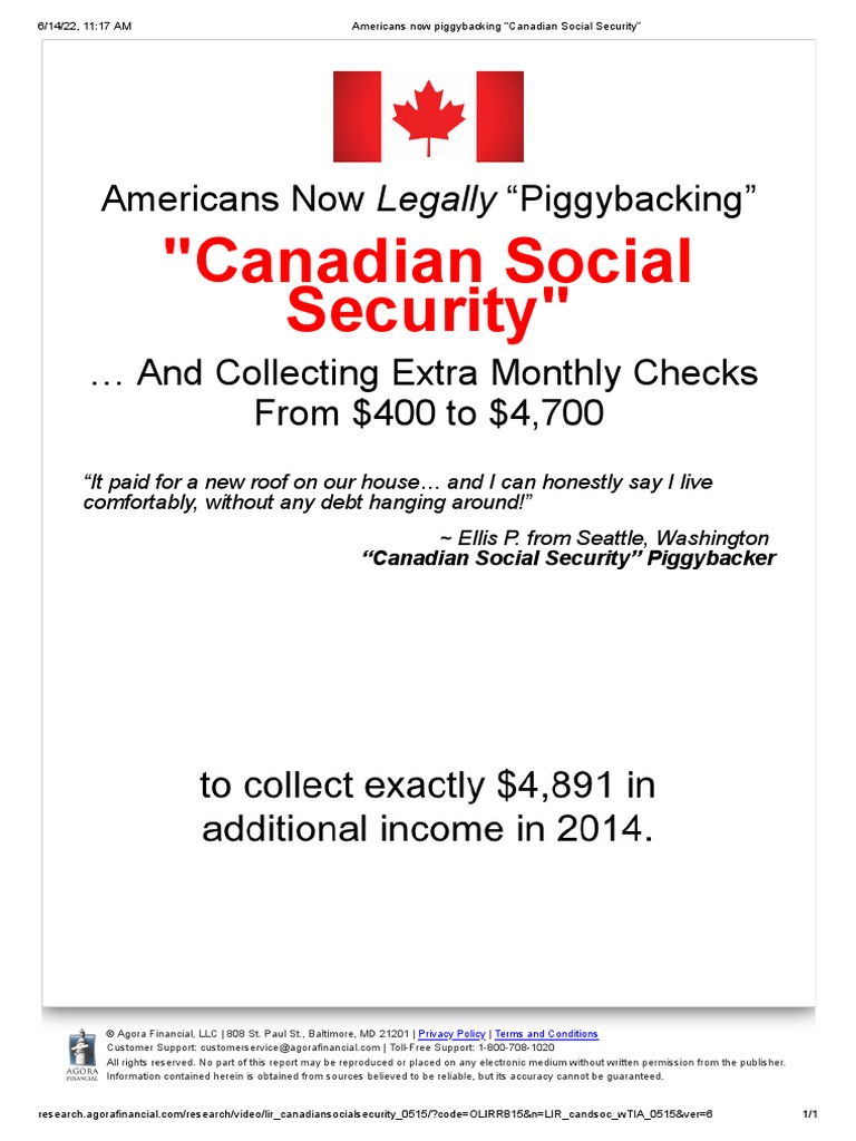 Americans Now Piggybacking "Canadian Social Security" | PDF