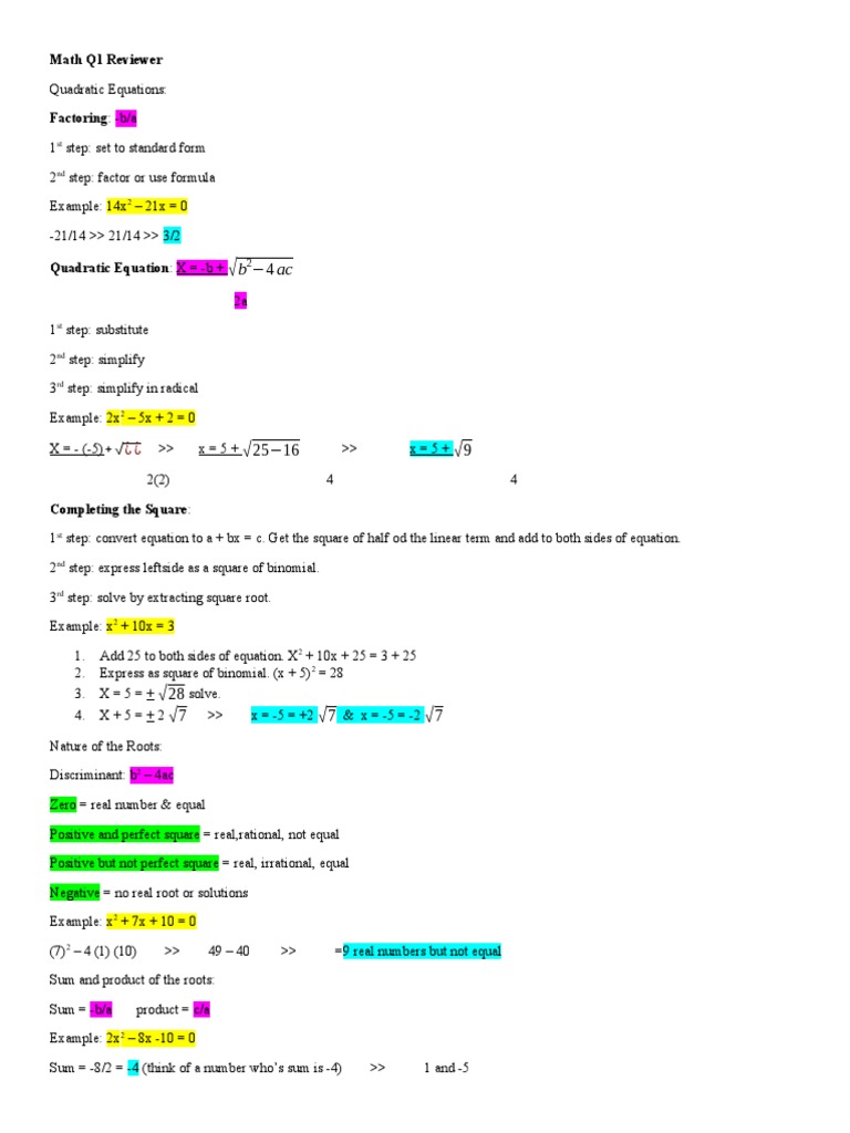 Math Reviewer q1 | PDF