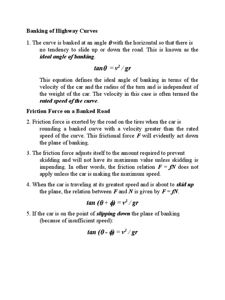 Physics of Banked Curves | PDF