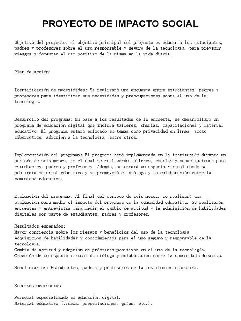 Proyecto de Impacto Social | PDF