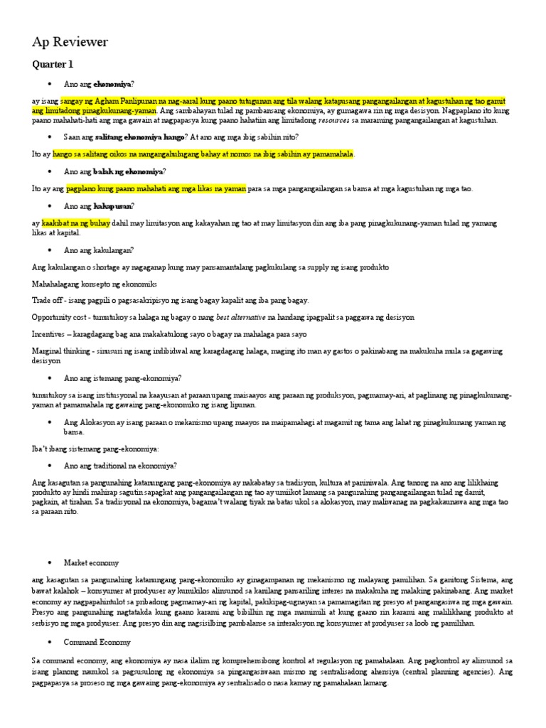 AP Q1 Reviewer | PDF