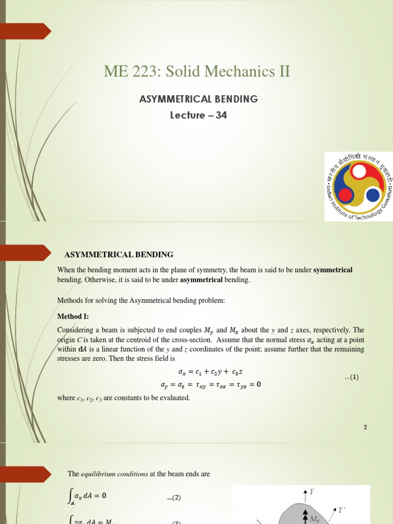ME223-Lecture 34 Asymmetrical Bending | PDF