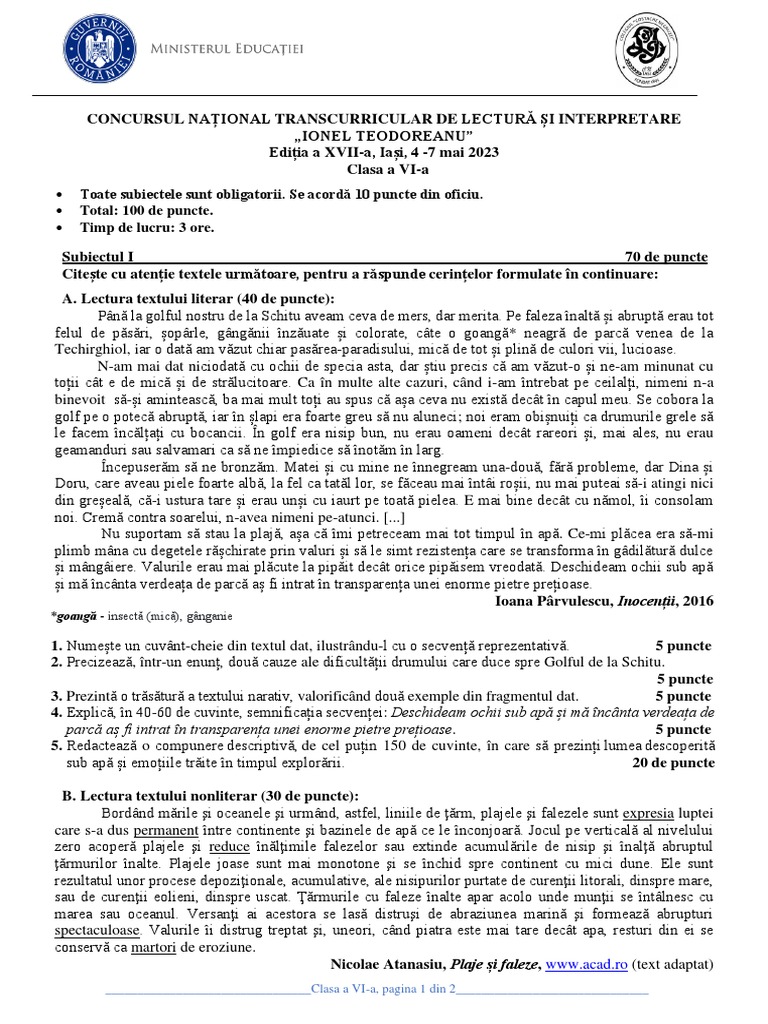 2023 Subiect 6 | PDF
