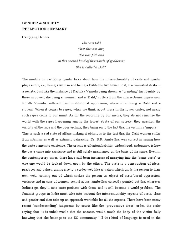 GenSoc - Reflection Summary | PDF