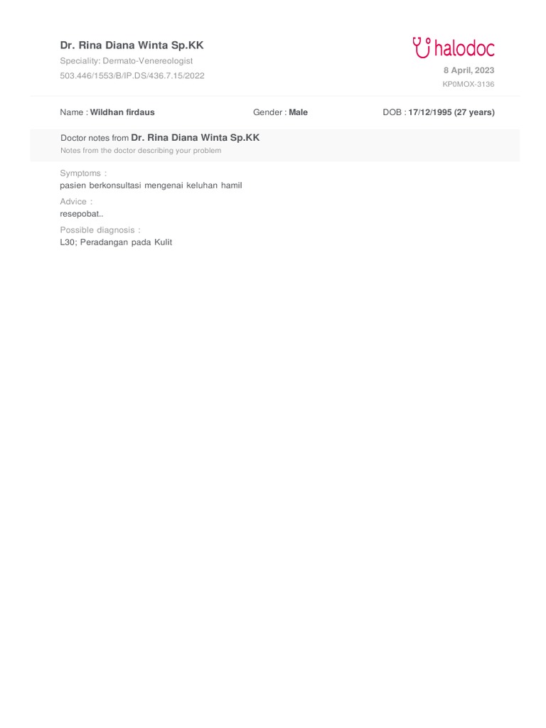 Dermatology Consultation Notes | PDF