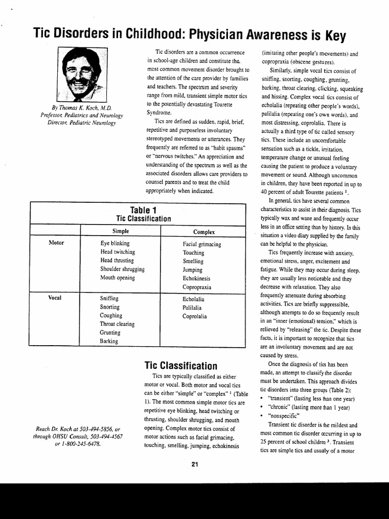 Tic Disorders | PDF