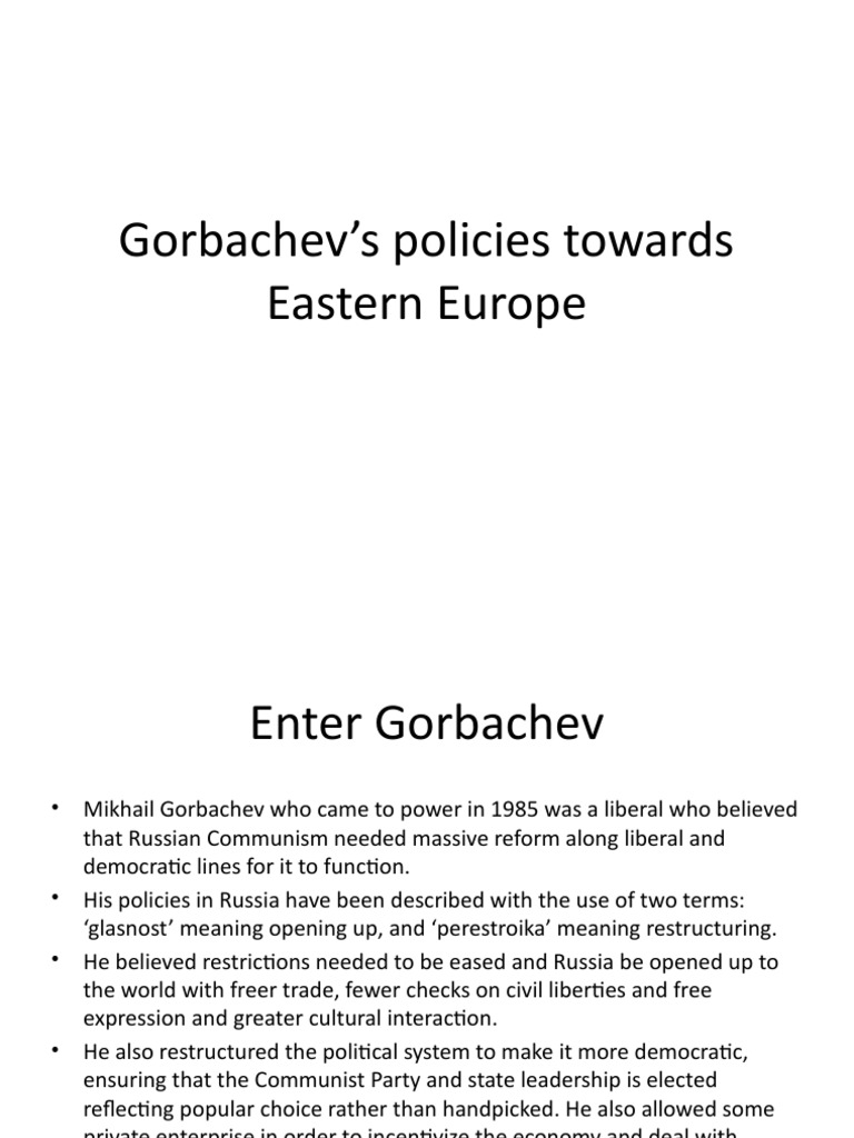 Gorbachev's Policies in Eastern Europe | PDF | Mikhail Gorbachev | Soviet Union