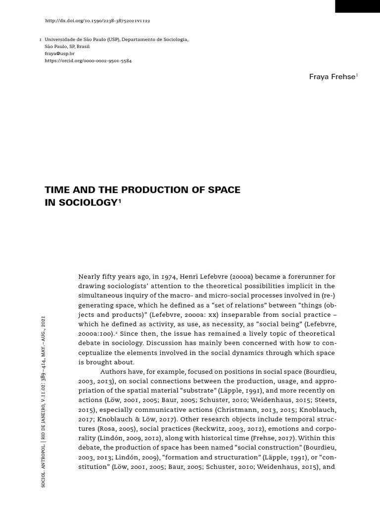 Time and The Production of Space PDF | PDF | Sociology | Space