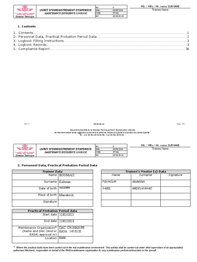 QP 06.03-10 Livret D'experience | PDF | Computing