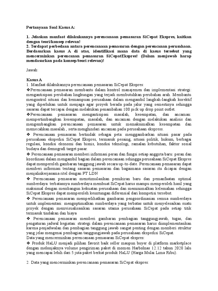 Tugas 1 Perencanaan Pemasaran Ekma4569 | PDF