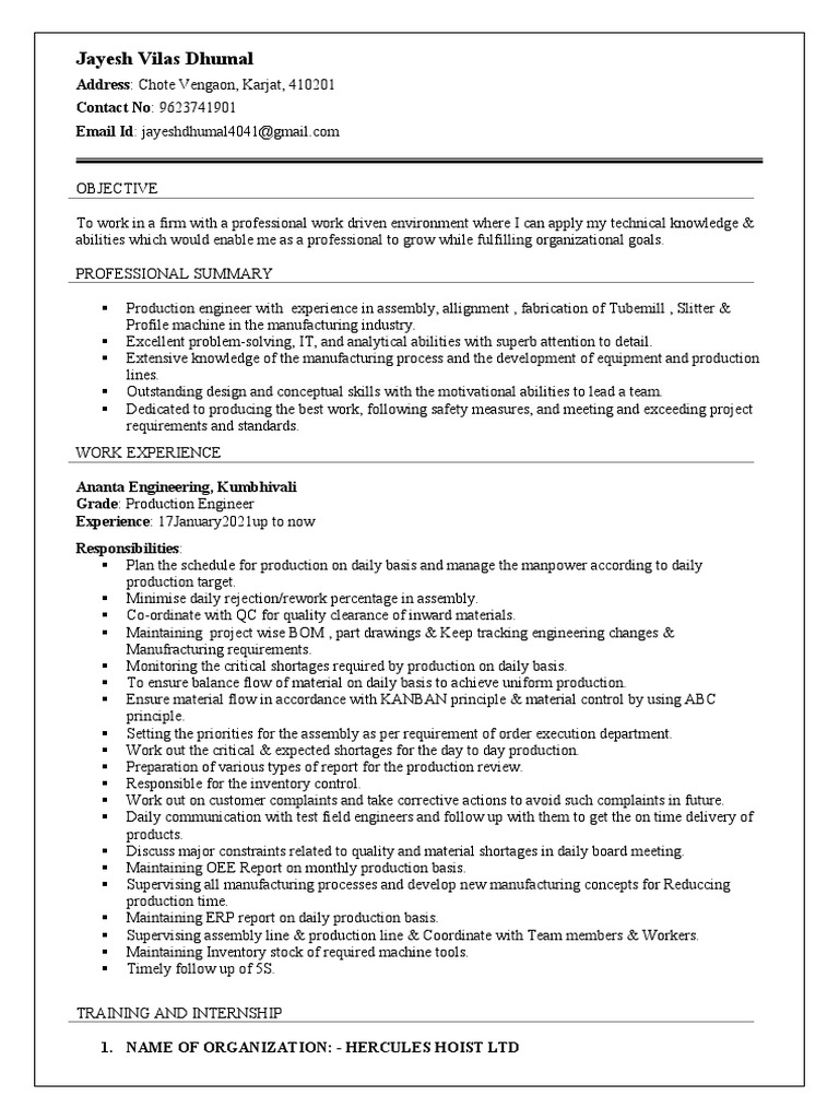 Resume Dhumal Jayesh | Download Free PDF | Printed Circuit Board | Drill