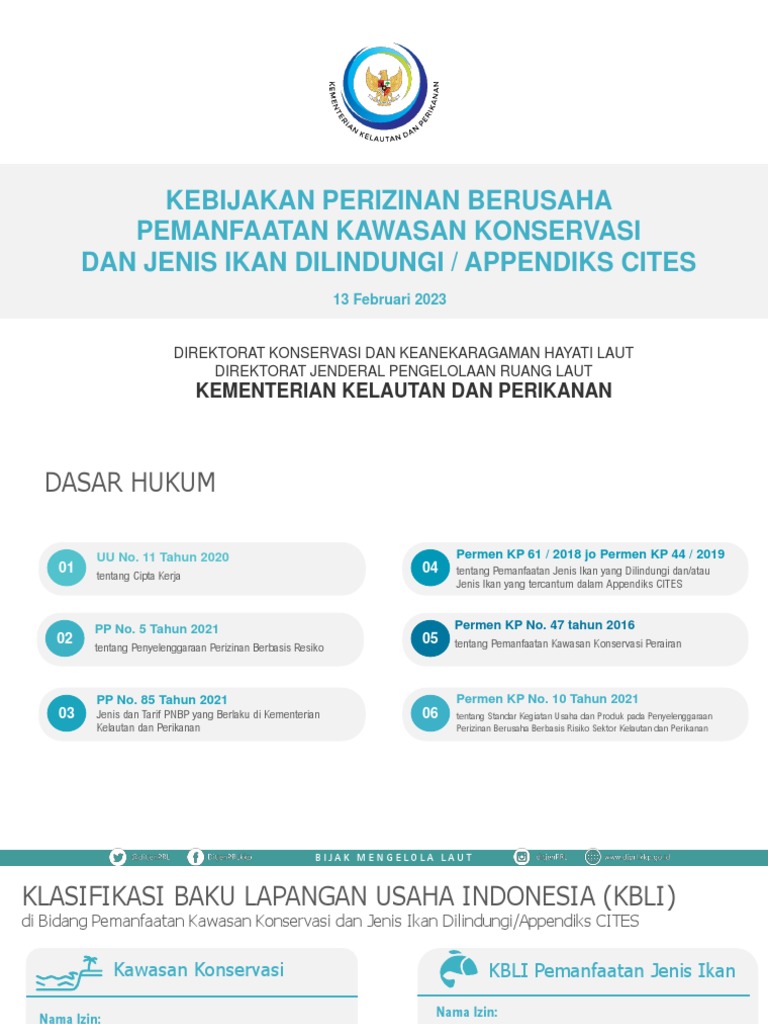 Salinan 20230213 SOSIALISASI PERIZINAN BERUSAHA DIT. KKHL - Final | PDF
