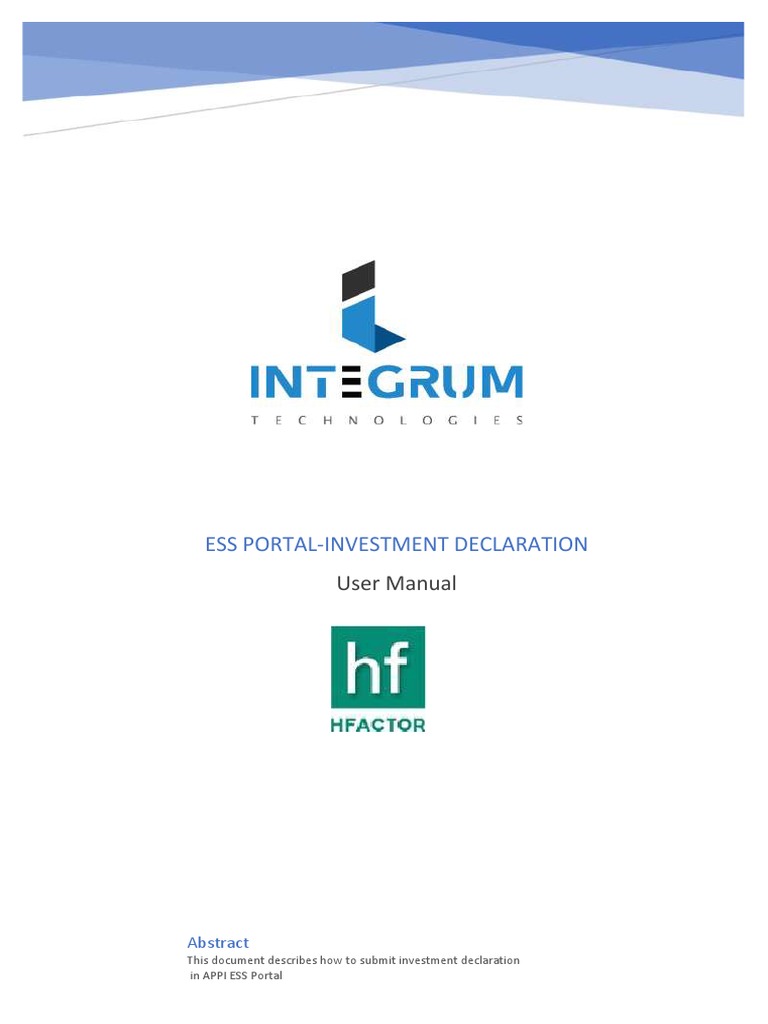 ESS Portal Investment Declaration Guide | PDF