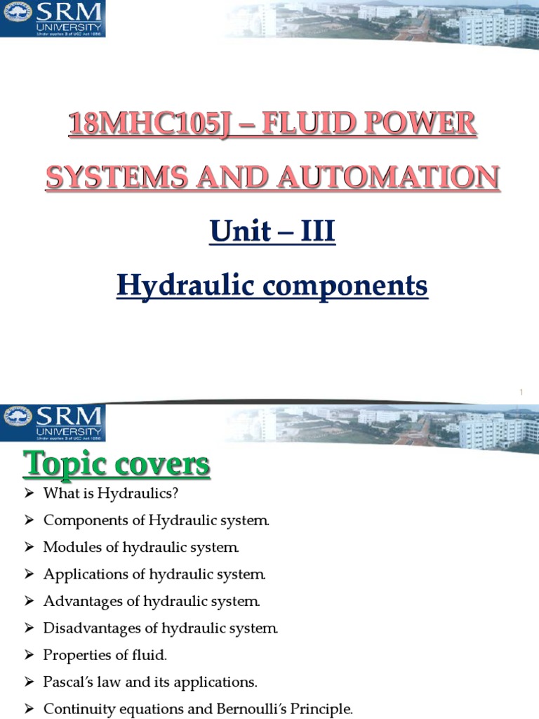 UNIT - III FPC Hydraulics and Pump PDF | PDF