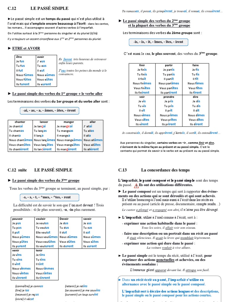 Maîtriser le Passé Simple en Écriture | PDF