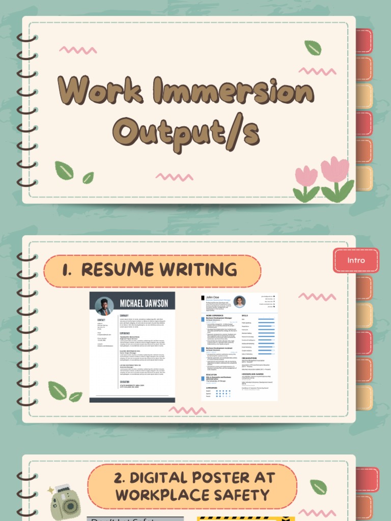 Work Immersion Outputs 1 | PDF