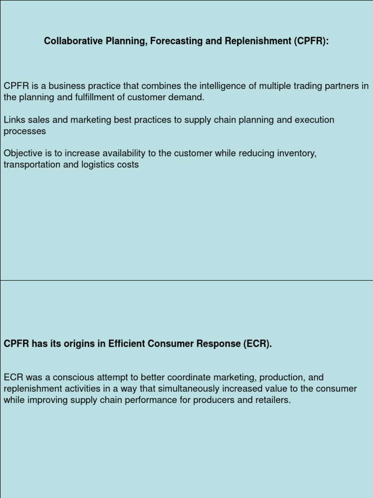 CPFR Model | Download Free PDF | Forecasting | Inventory