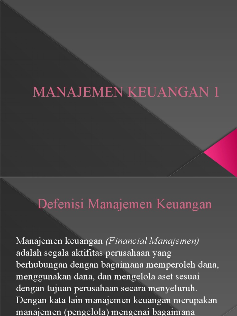 Manajemen Keuangan 1 Konsep Dasar Manajemen Keuangan Pdf