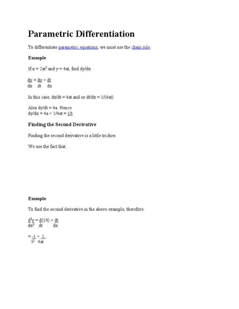 Parametric Differentiation Explained | PDF