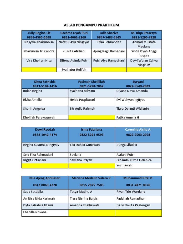 Aslab Pengampu Praktikum | PDF